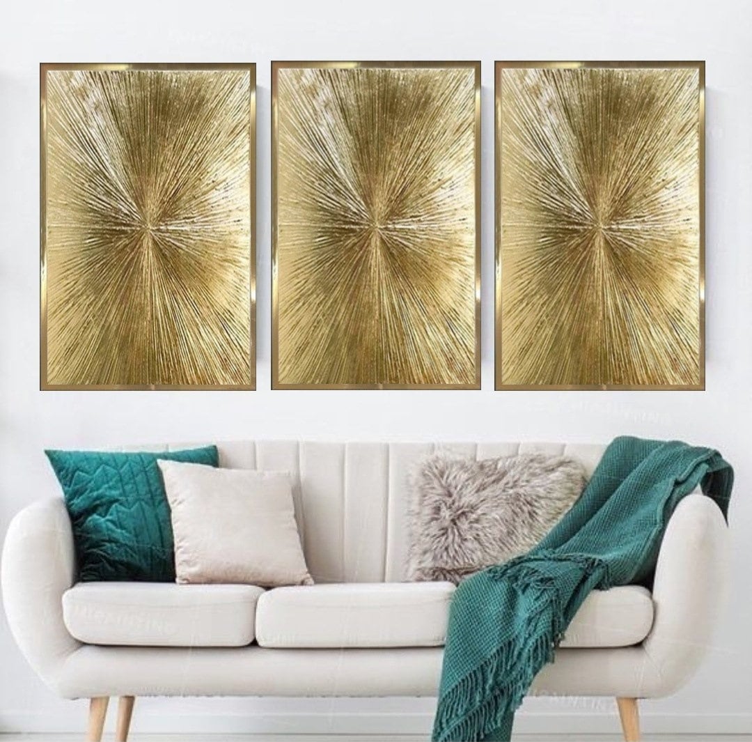 Contemporary Abstract Gold Painting Gold Abstract Canvas Art Gold Leaf ...