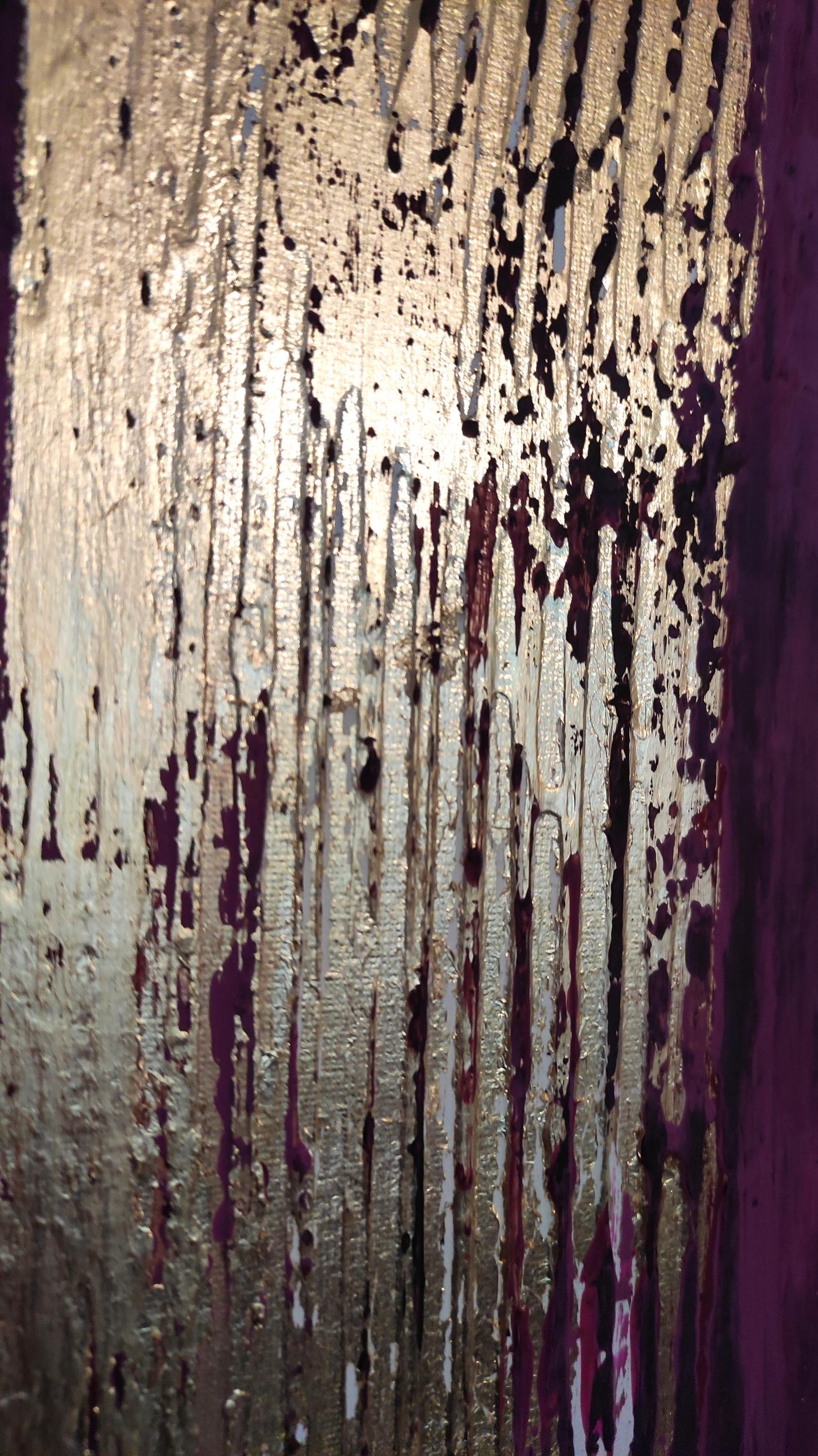 Pink Gold Abstract Painting Gold Textured Wall Art Gold Leaf Art Pink ...