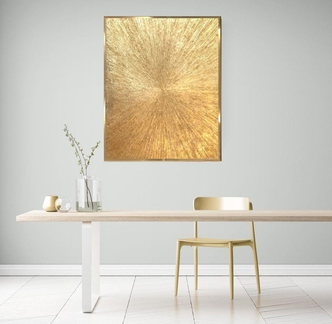 Gold Abstract Canvas Art Gold Painting Textured Wall Art Gold Leaf ...