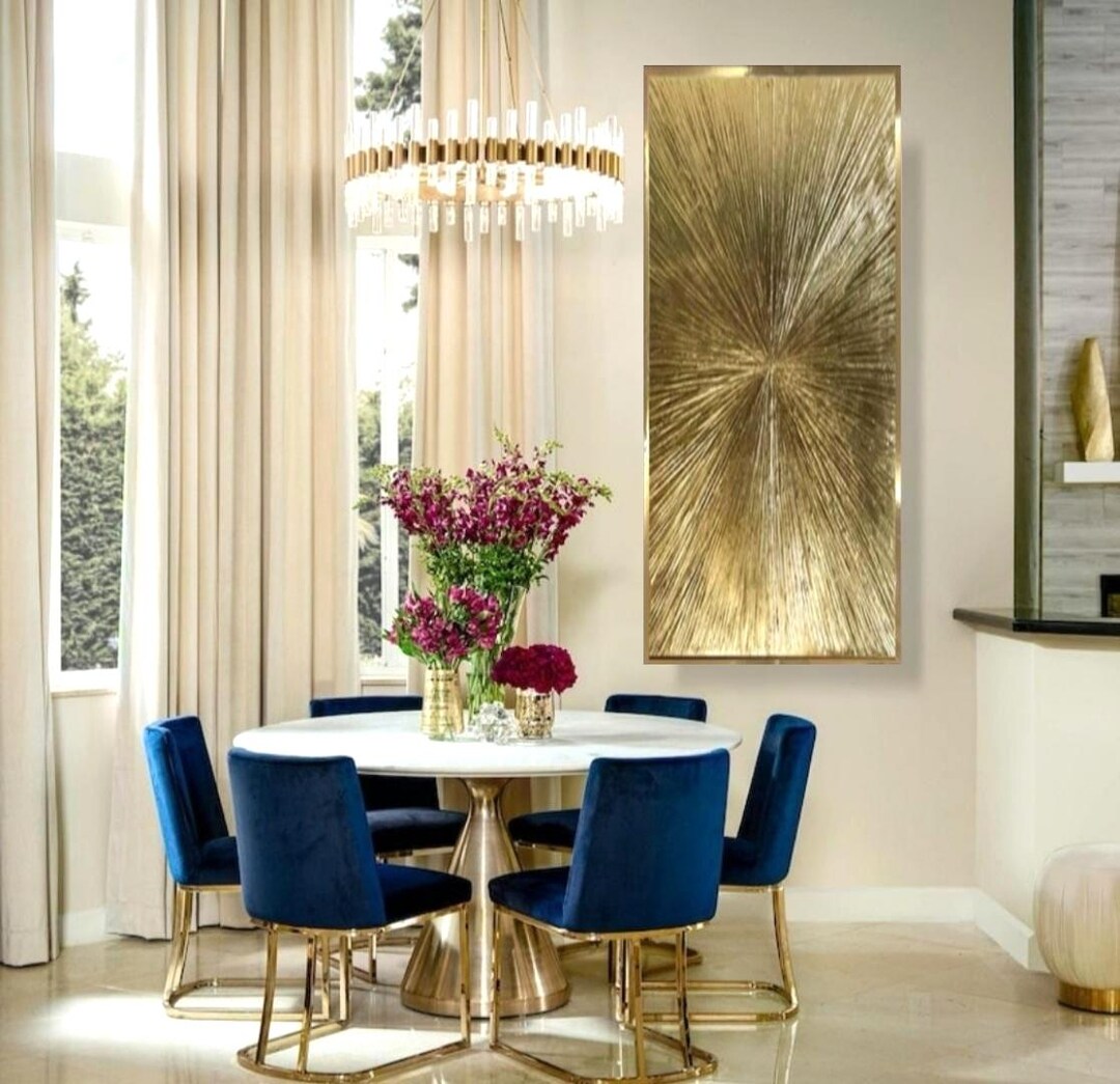 Original Gold Abstract Wall Art Gold Leaf Painting Modern Art Metallic ...