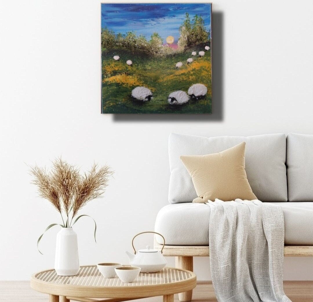 Abstract Sheep Painting Farm Animals Canvas Art Abstract - Etsy