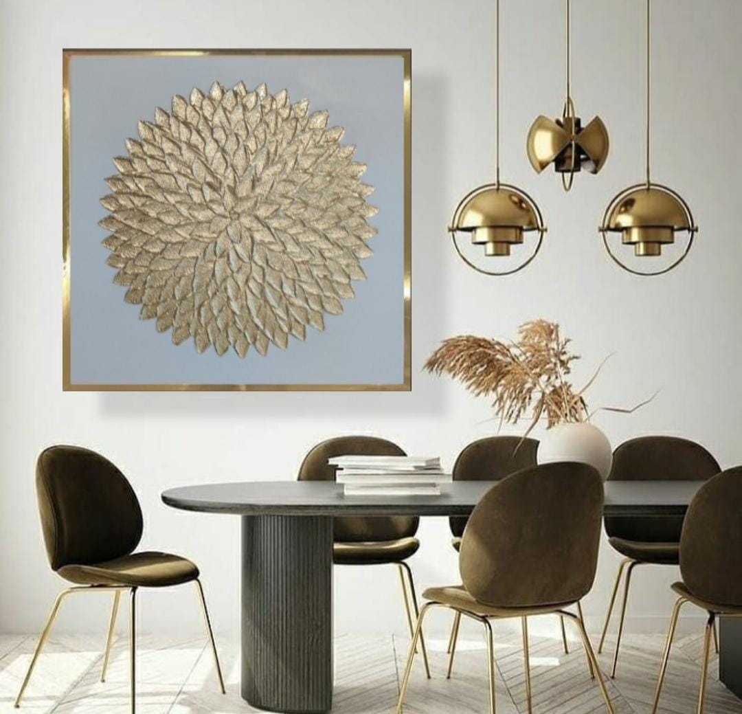 Gold Abstract Canvas Art Gold Leaf Painting Gold Textured Wall Art ...