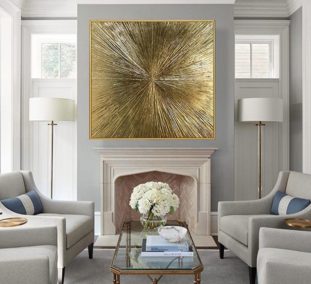 Original Art Gold Abstract Art Gold Leaf Abstract Painting Modern ...