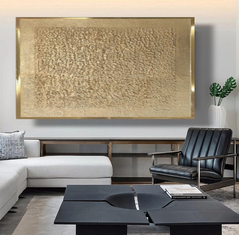 Gold Leaf Abstract Painting Metallic Gold Wall Art Gold Textured ...