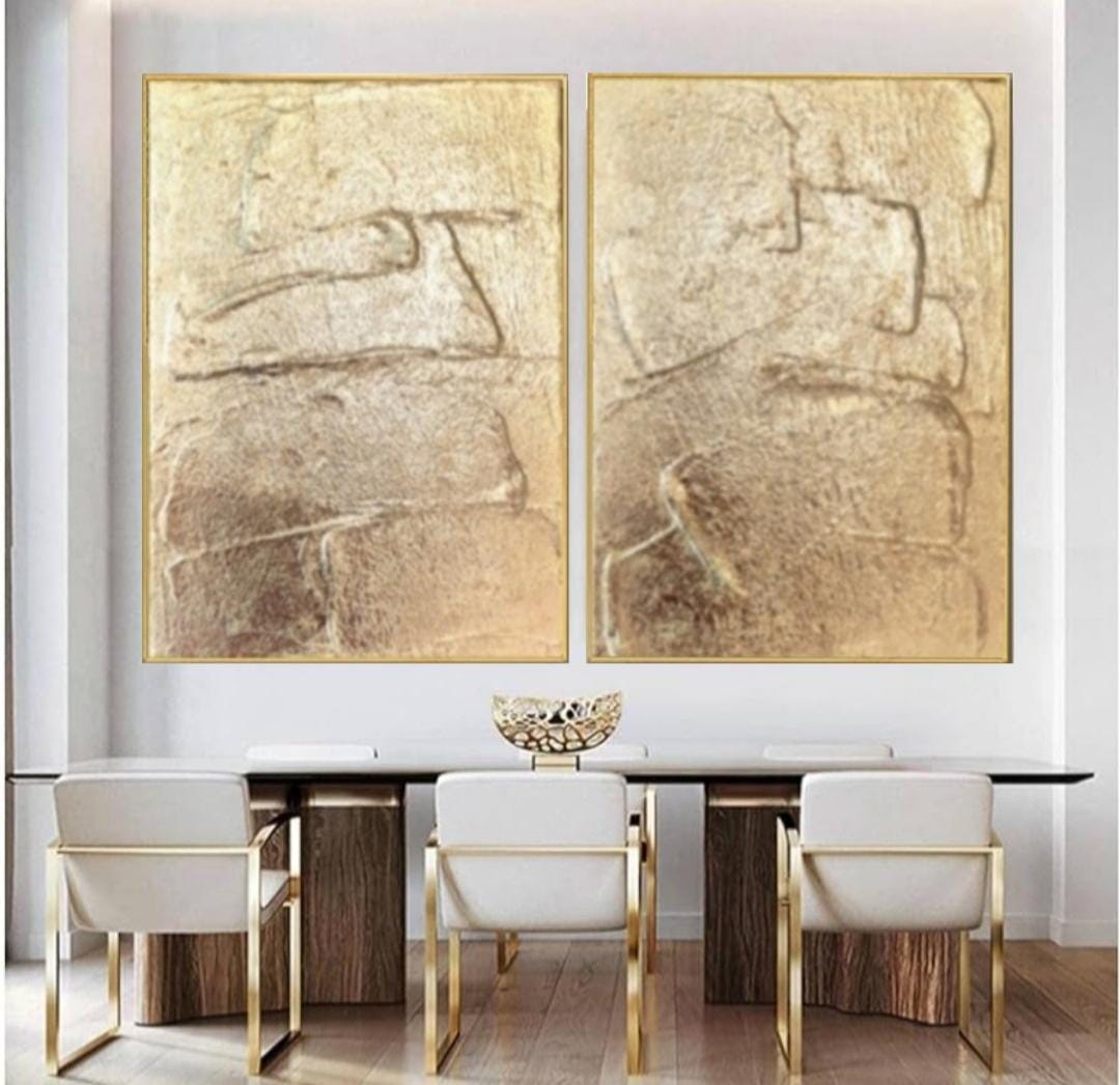 Gold Modern Abstract Painting Gold Leaf Art Gold Textured Wall Art ...