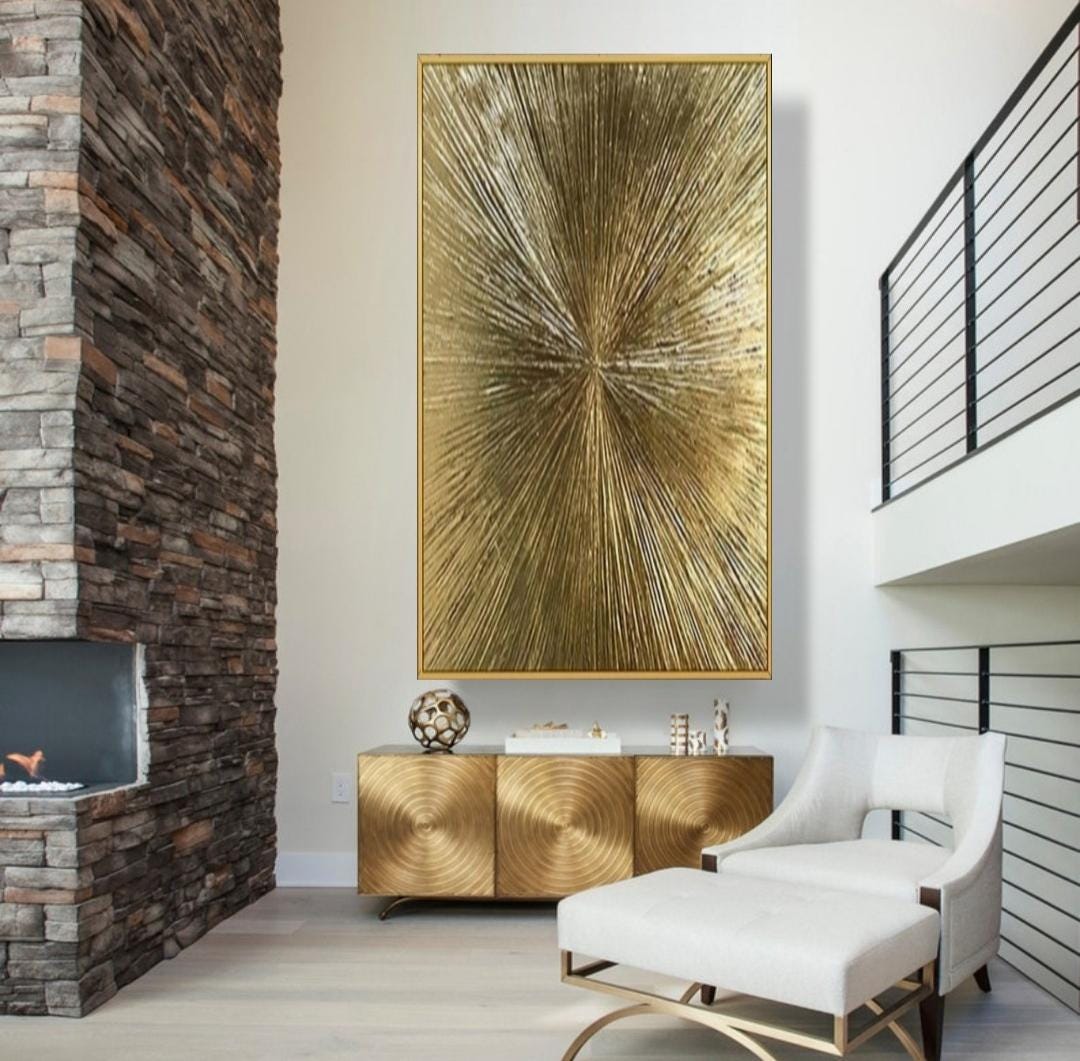 Gold Artwork Gold Abstract Painting Modern Art Gold Leaf Art Metallic ...