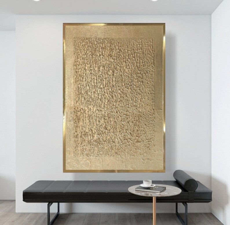 Gold Leaf Abstract Painting Metallic Gold Wall Art Gold Textured ...