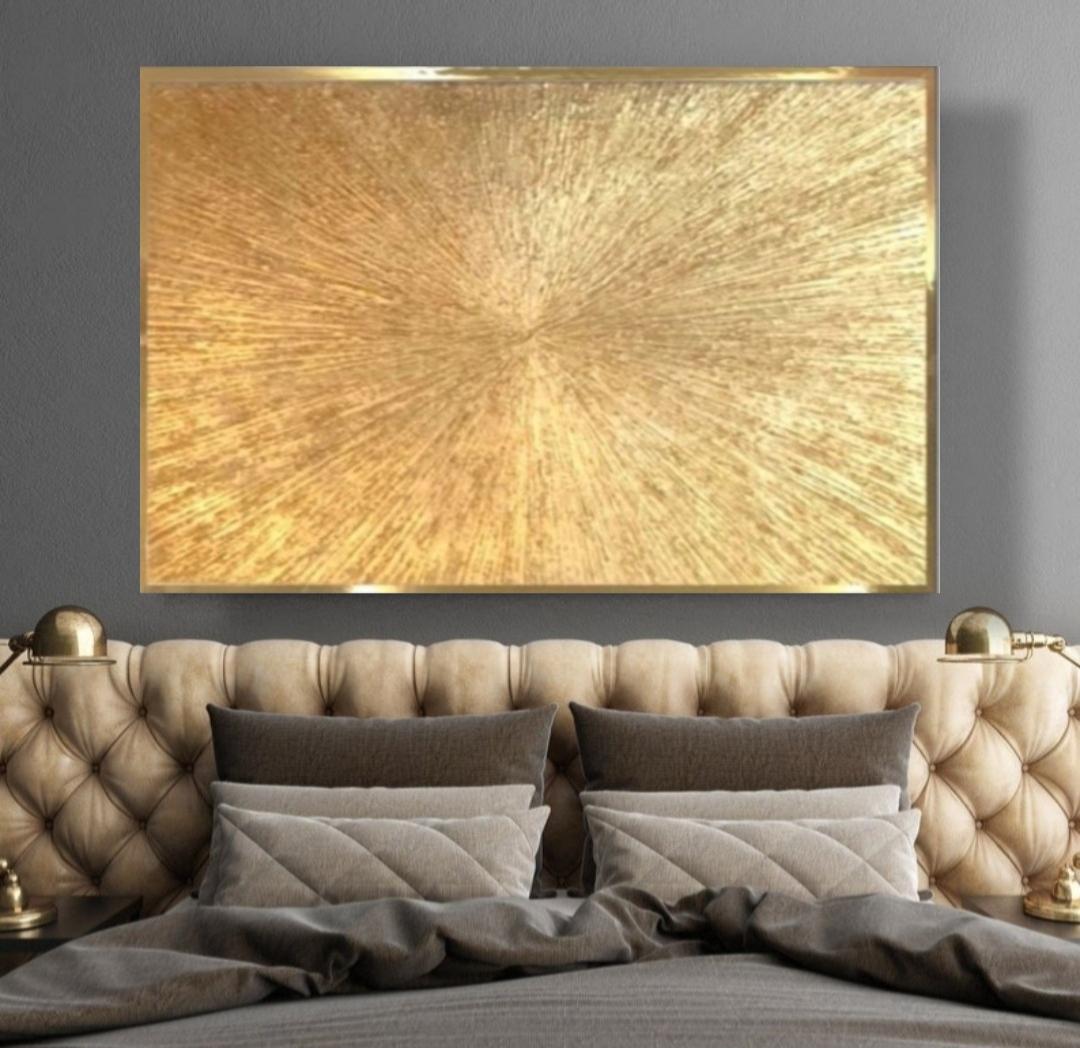 Original Art Gold Abstract Textured Painting on Canvas Gold Leaf Art 3D ...