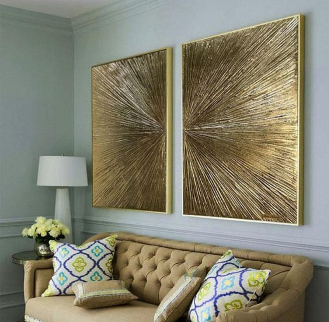 Abstract Art Gold Leaf Painting Gold Abstract Textured Wall Art 3D Gold ...