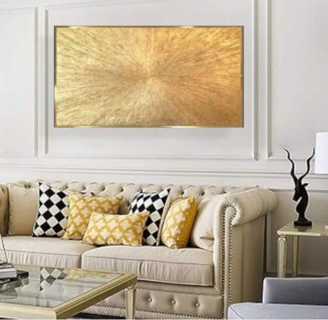 Modern Gold Wall Art for Living Room Gold Leaf Abstract Painting Modern ...
