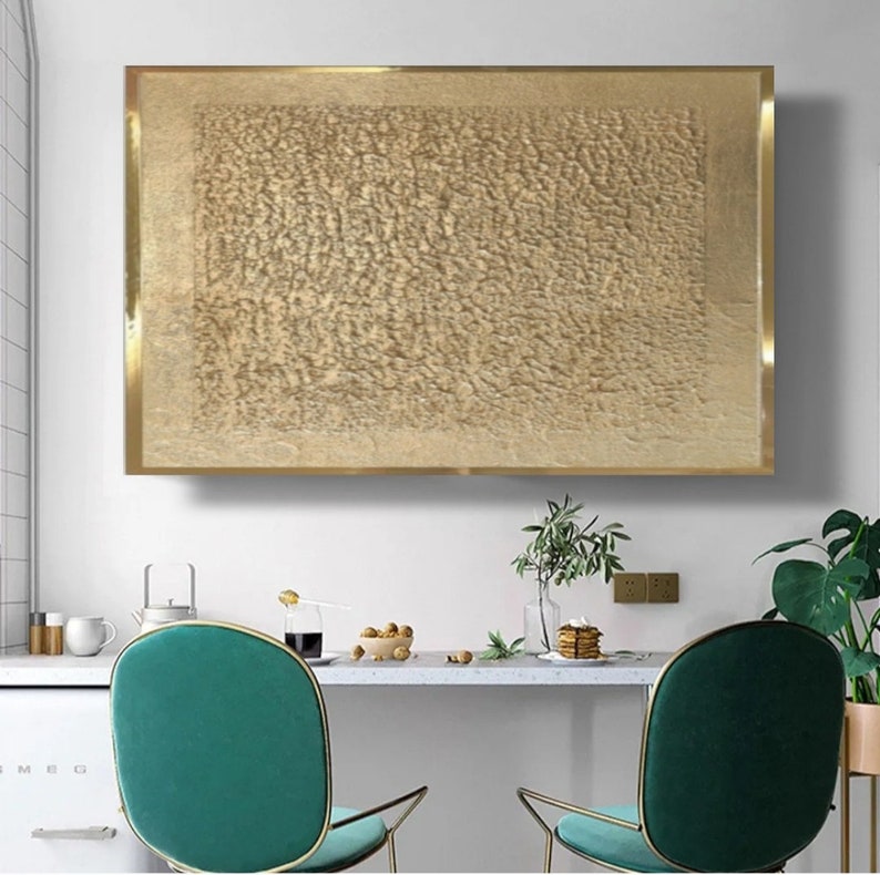 Gold Leaf Abstract Painting Metallic Gold Wall Art Gold Textured ...