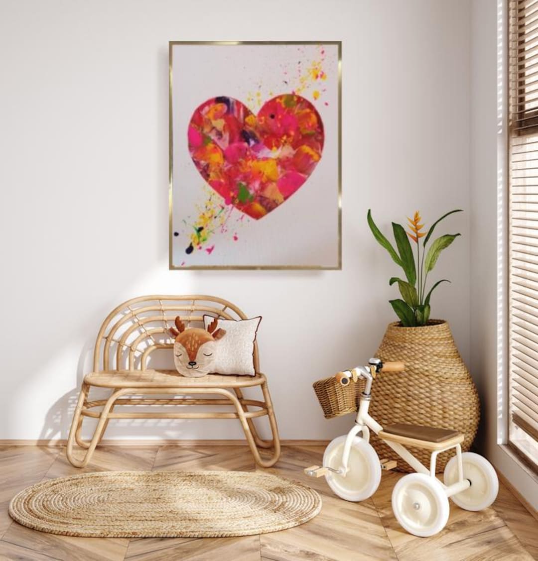 Colorful Abstract Heart Art on Canvas Original Heart Painting Modern ...