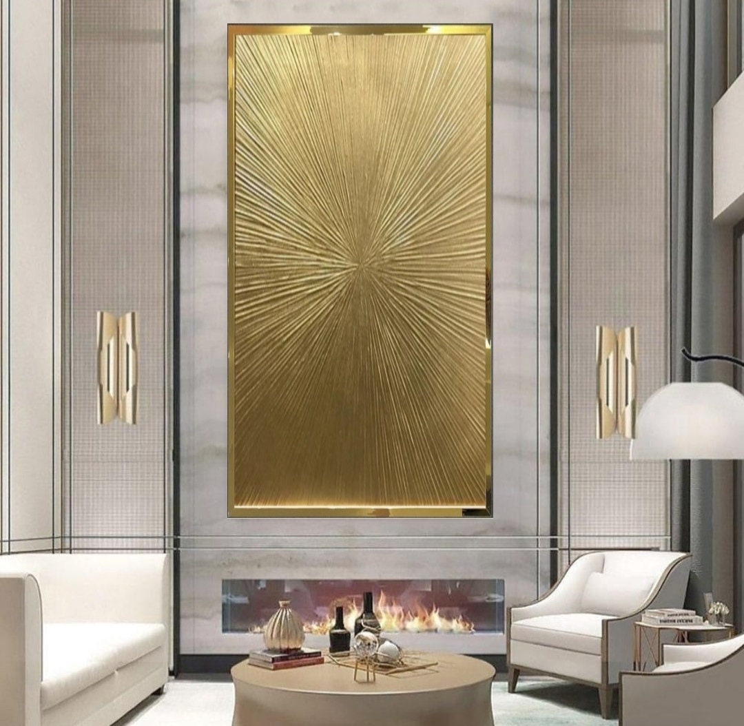 Gold Wall Art Gold Abstract Art Gold Leaf Painting 3D Textured Art ...