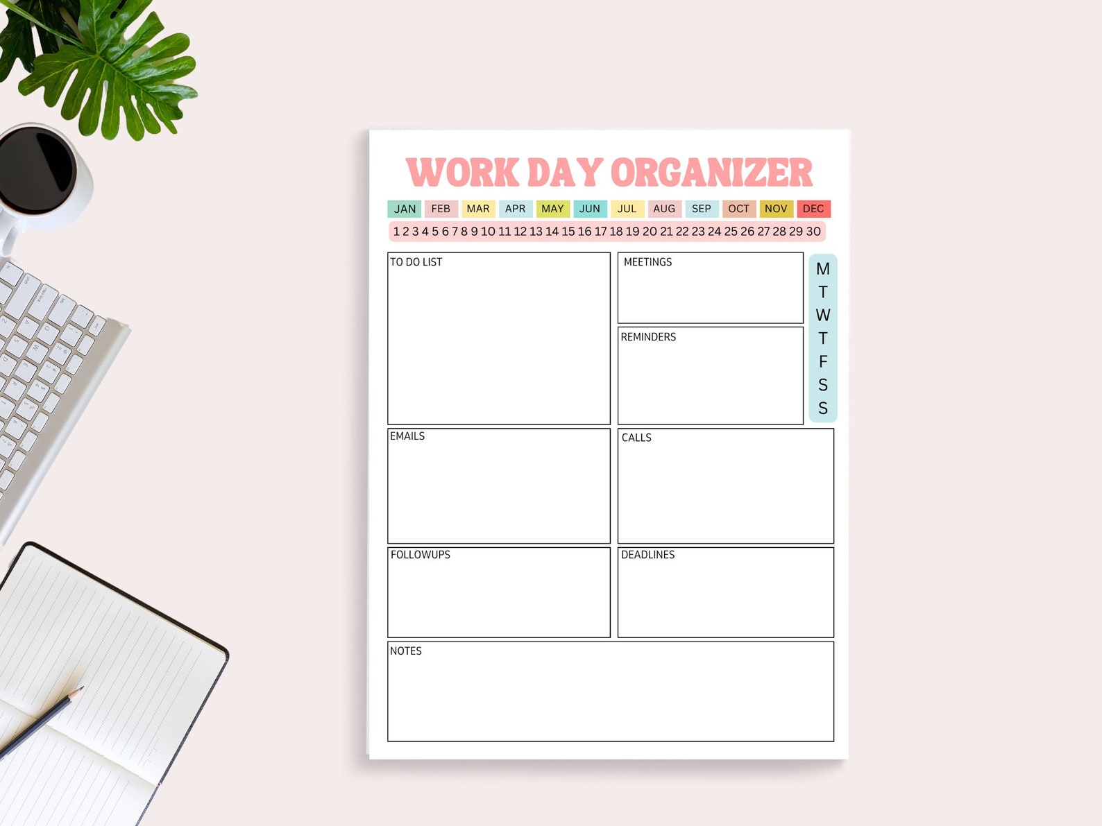 Work Day Organizer, Planner Page, Work Planner, Printable Planner, to ...