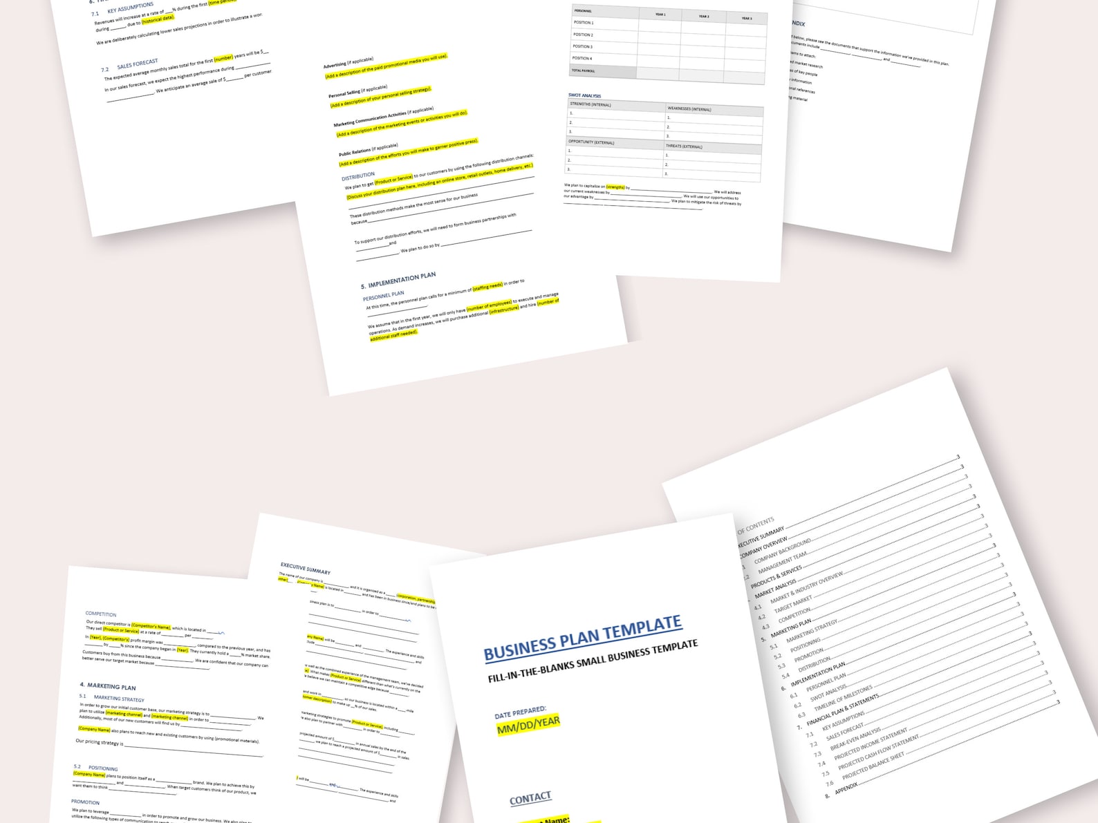 Business Plan Template Word Fill in the Blank Business Plan for Small ...