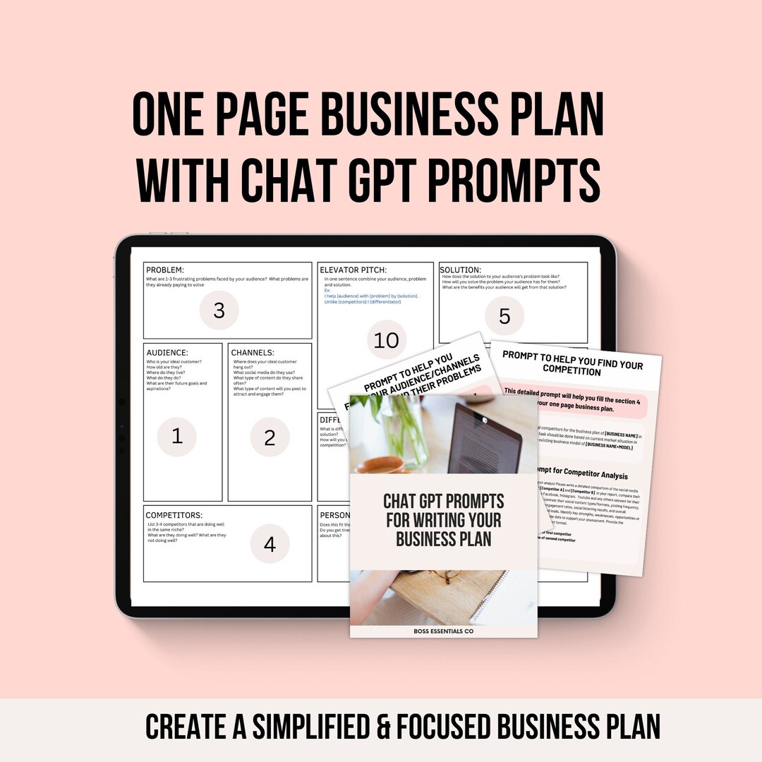 One Page Business Plan, Chat GPT Prompts for Business Plan, Small ...