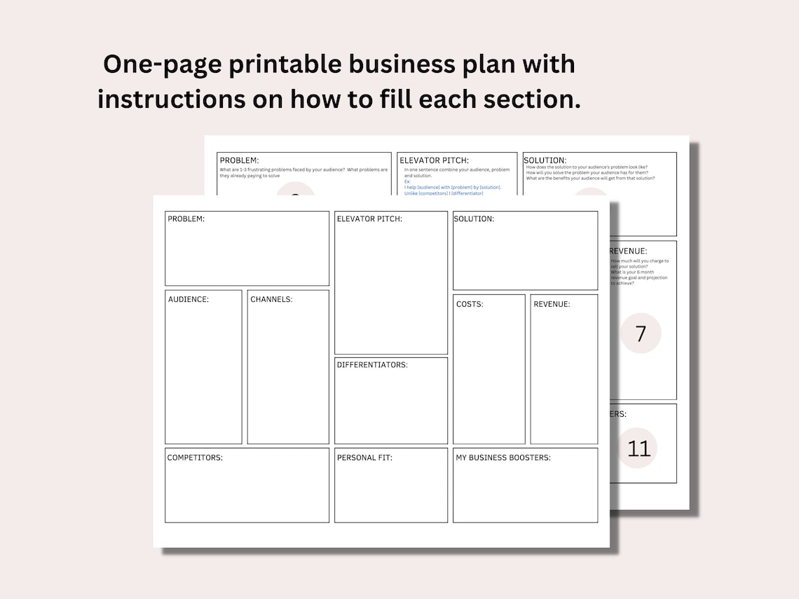 One Page Business Plan | Small Business Plan Template | Lean Business ...