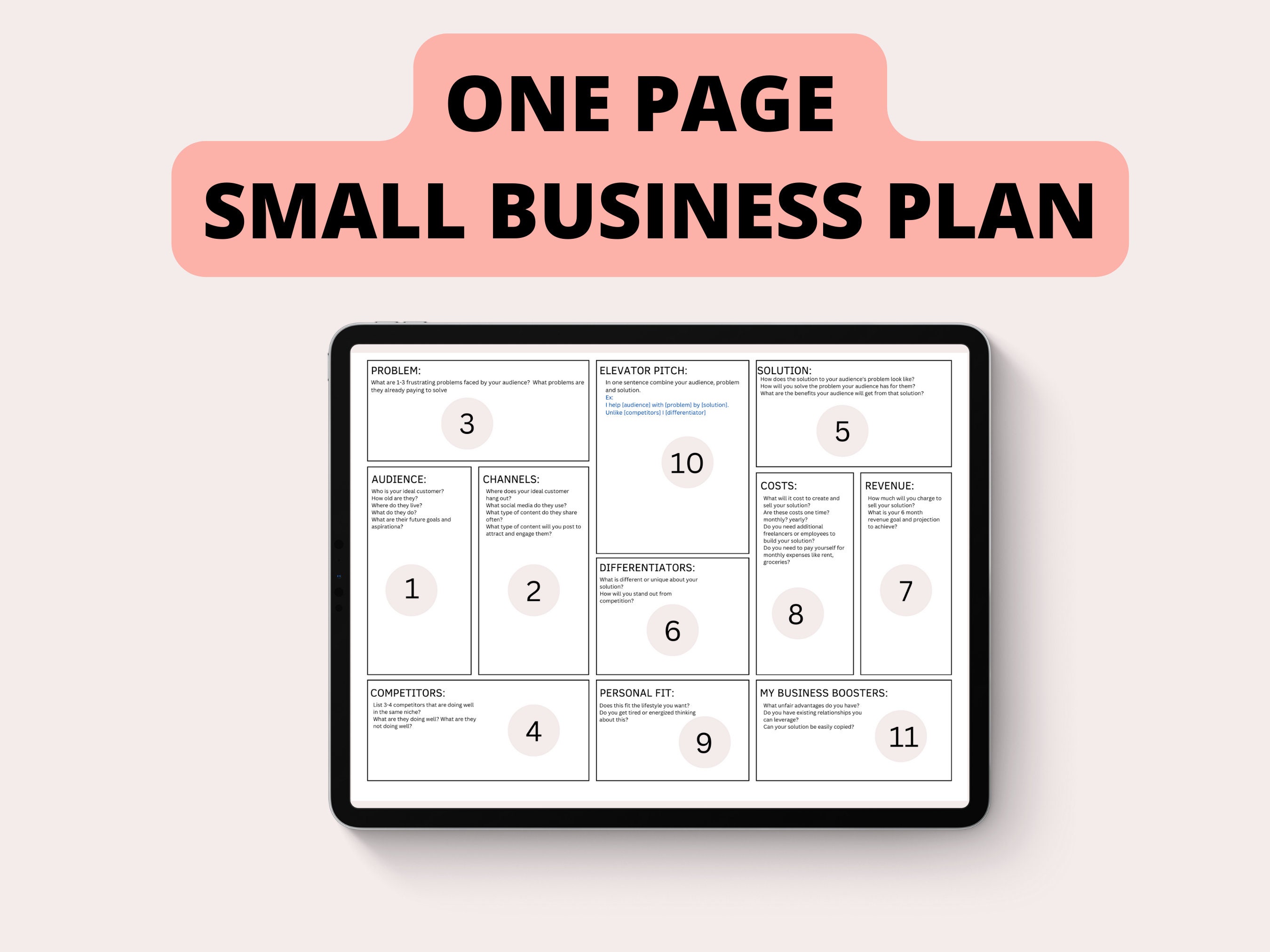 One Page Business Plan Small Business Plan Template Lean Business Plan ...
