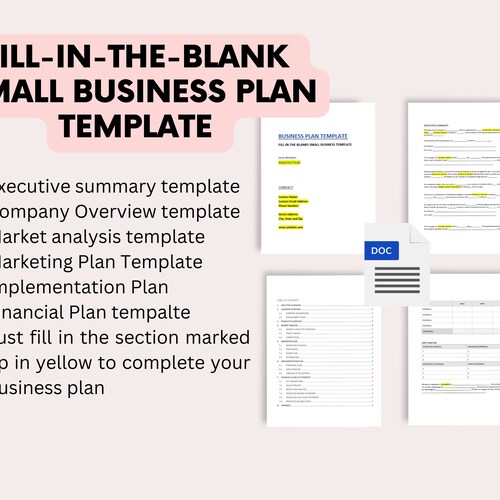 Business Plan Template Word Fill in the Blank Business Plan - Etsy
