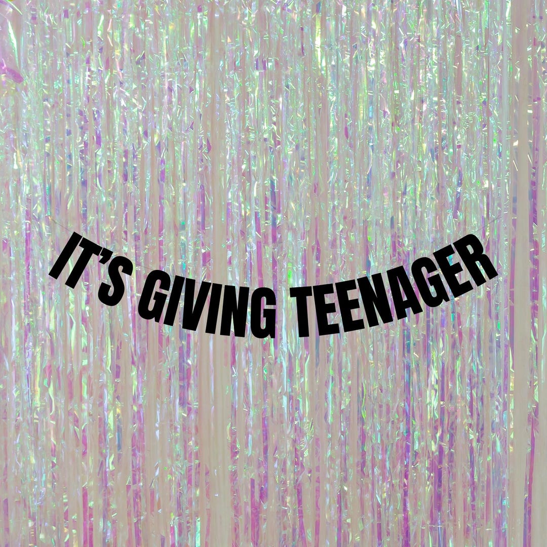 It's Giving Teenager Banner. Modern 13th Birthday Decorations. Unique ...