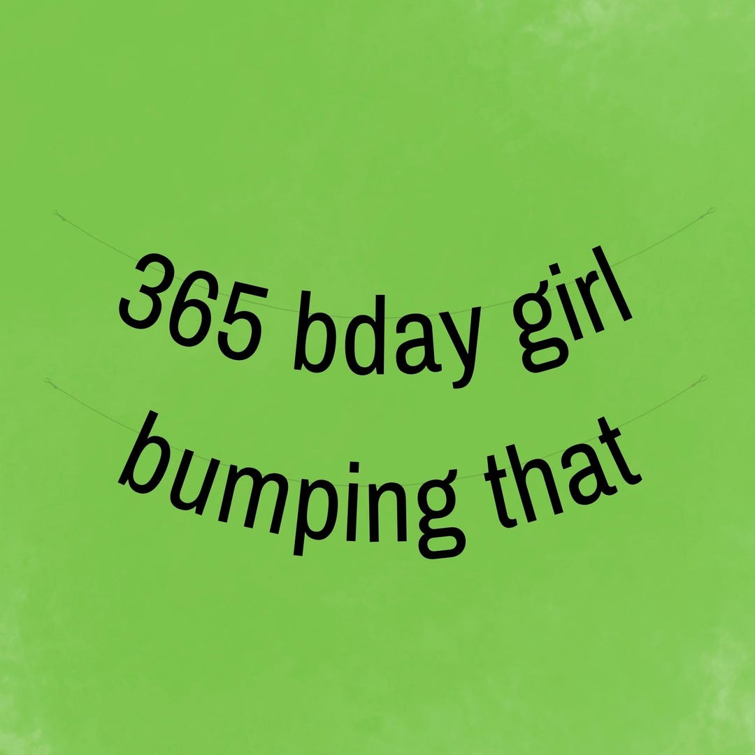 365 Bday Girl Bumping That Banner. Brat Birthday Party Decorations ...