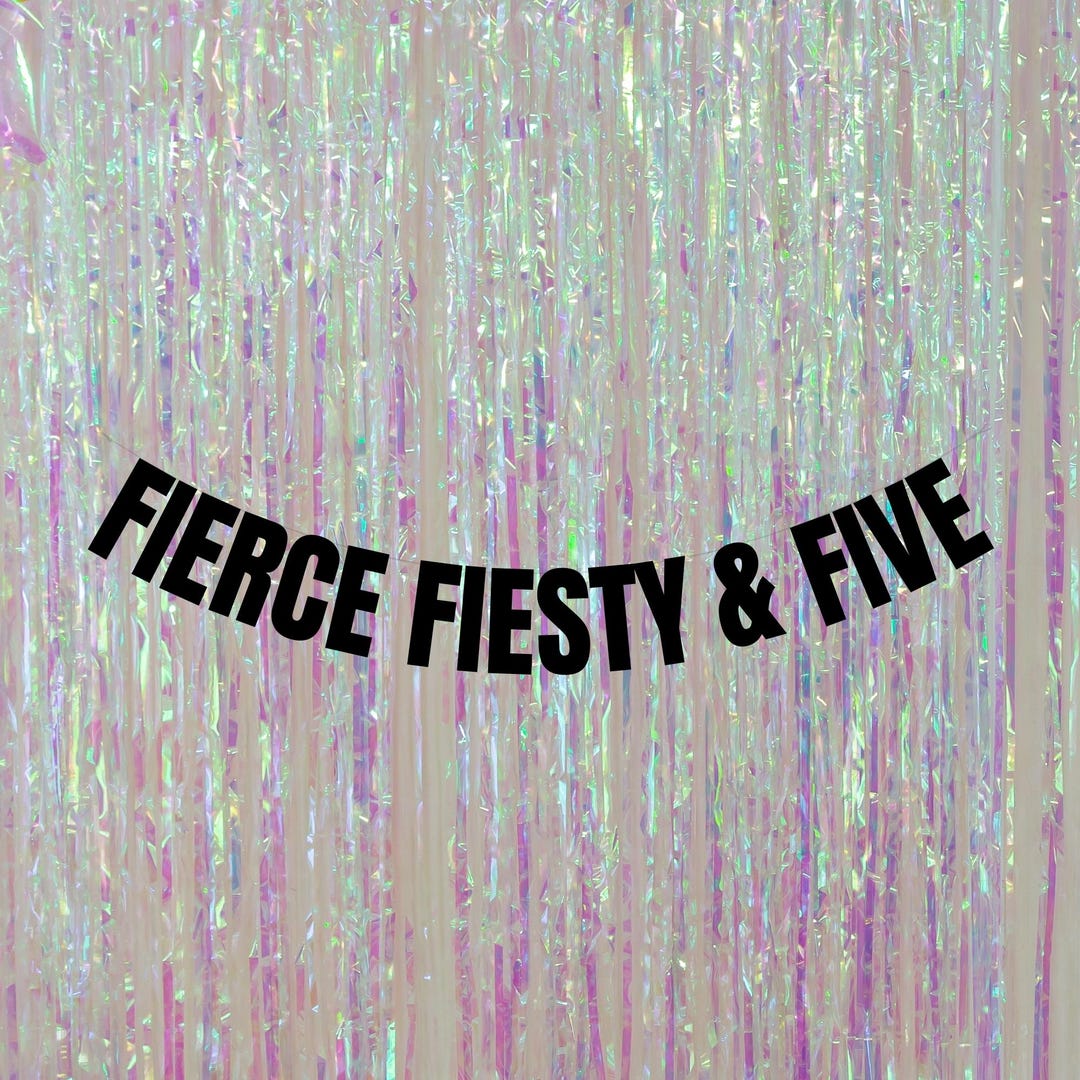 Customisable Fierce Feisty and Five Birthday Banner. Fifth Birthday ...