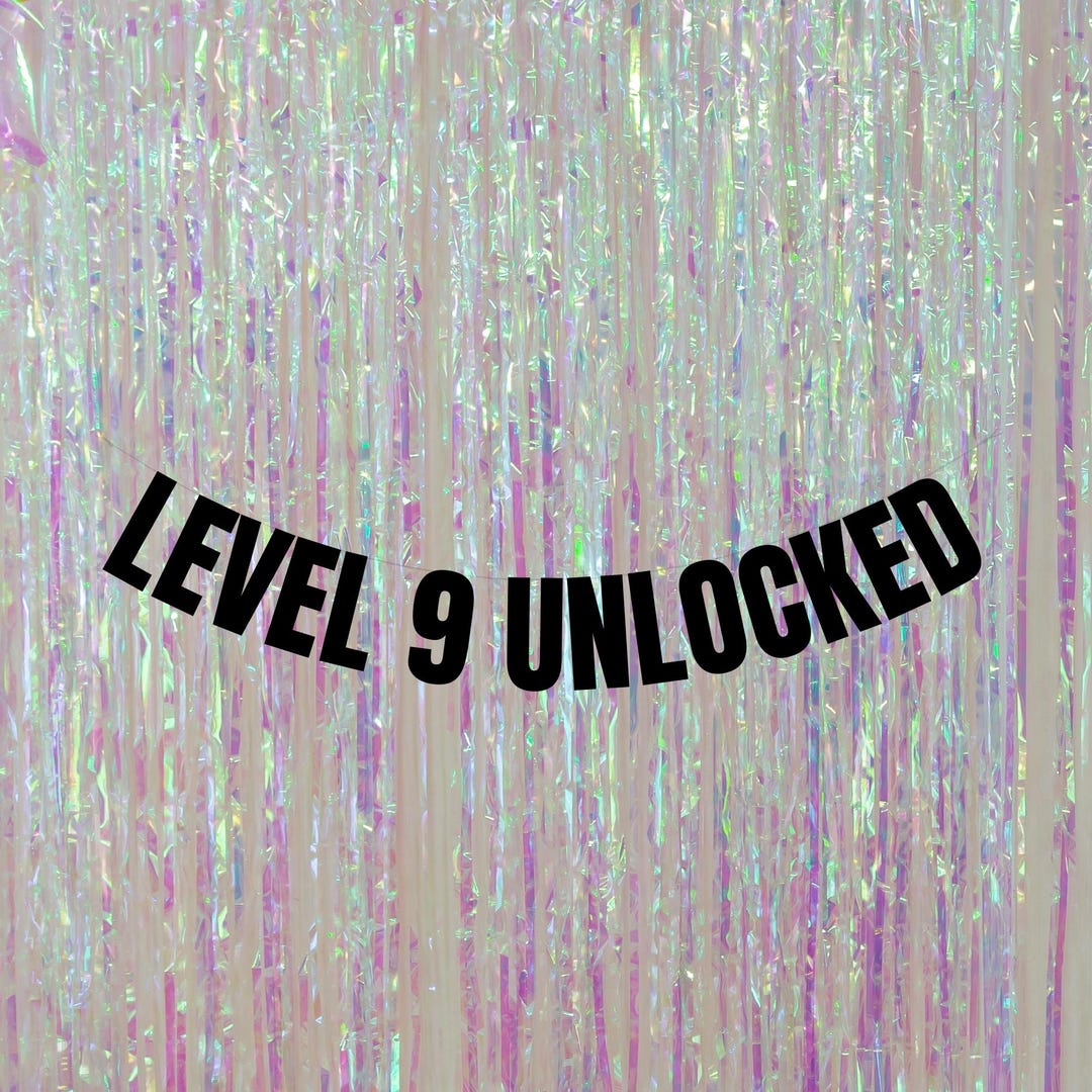 Level 9 Unlocked Banner. Modern 9th Birthday Decorations. Unique 9th ...