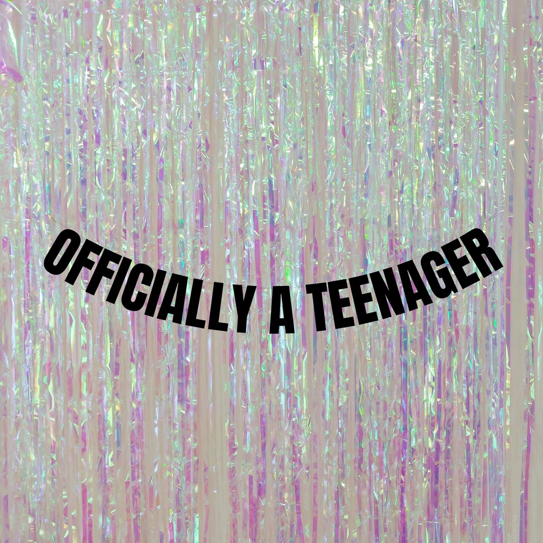 Officially a Teenager Banner. Modern 13th Birthday Decorations. Unique ...