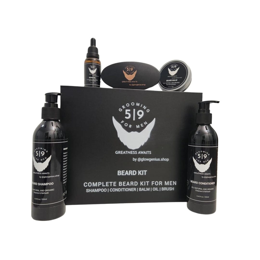 5 Pc Men's Ultimate Grooming Kit. Beard Shampoo, Beard Conditioner ...
