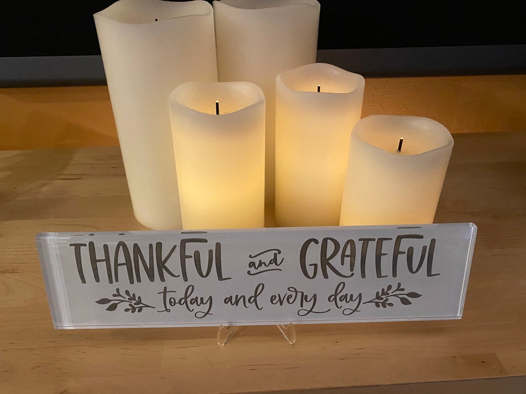 Engraved Glass Tile- Thankful and Grateful - Etsy