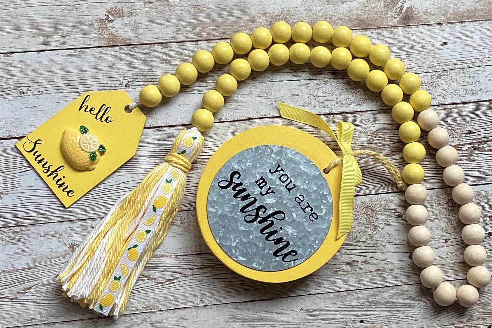 Sunshine Wood Bead Garland & Sign, Tiered Tray Decor - Etsy