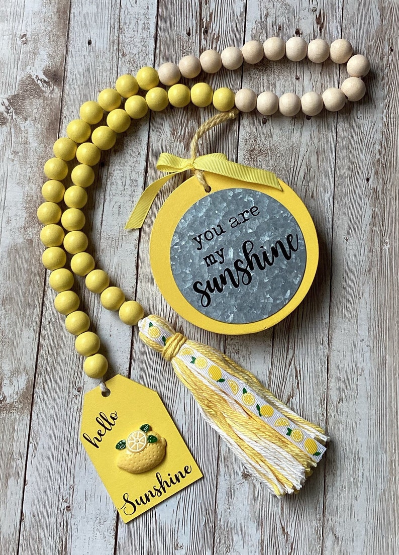 Sunshine Wood Bead Garland & Sign, Tiered Tray Decor - Etsy