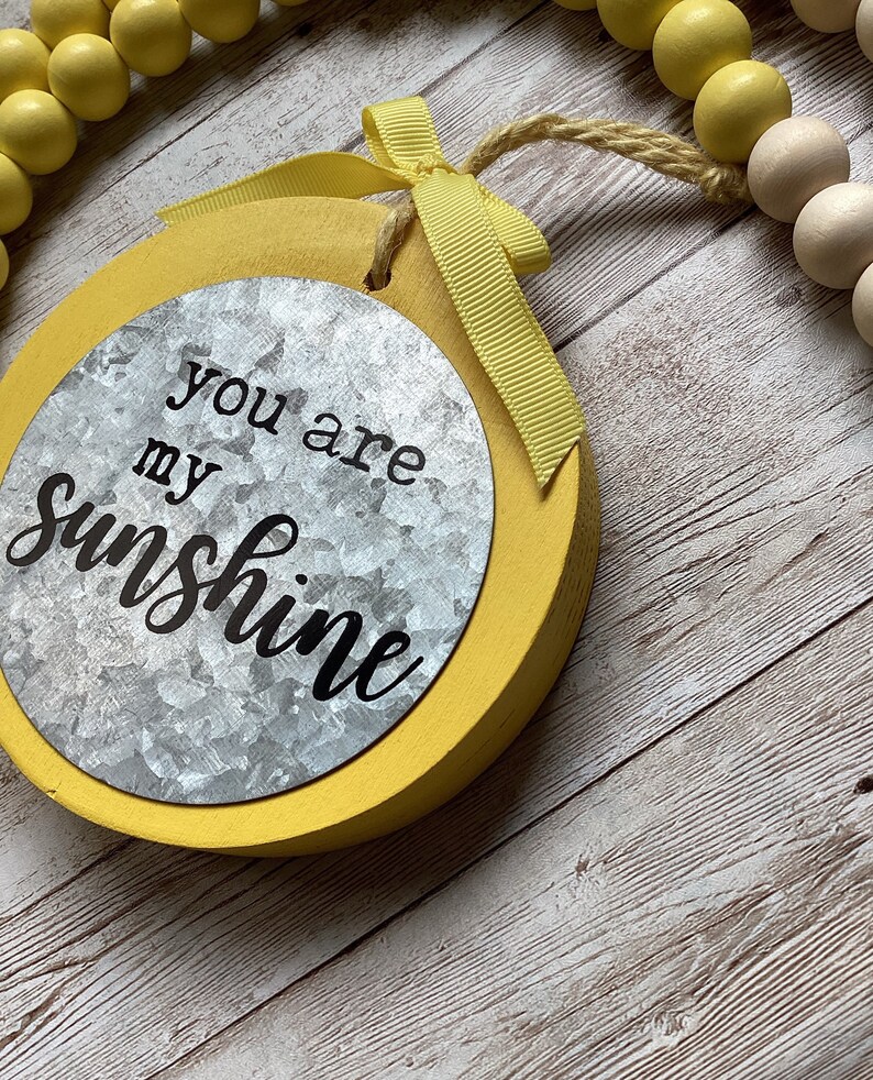 Sunshine Wood Bead Garland & Sign, Tiered Tray Decor - Etsy