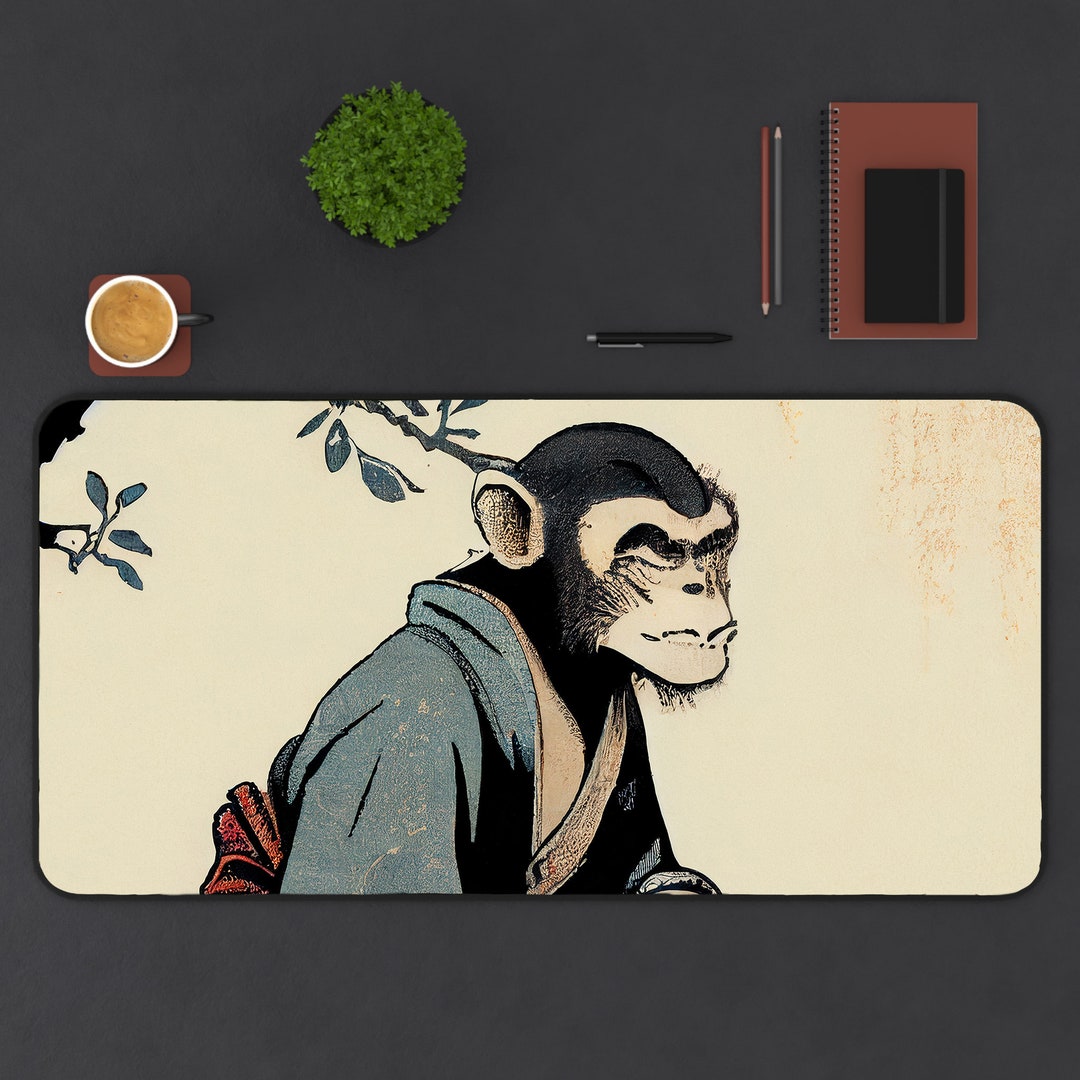 Monkey Desk Mat | Japanese Desk Mat | Ukiyo-e Desk Mat | Mouse Pad XXL ...