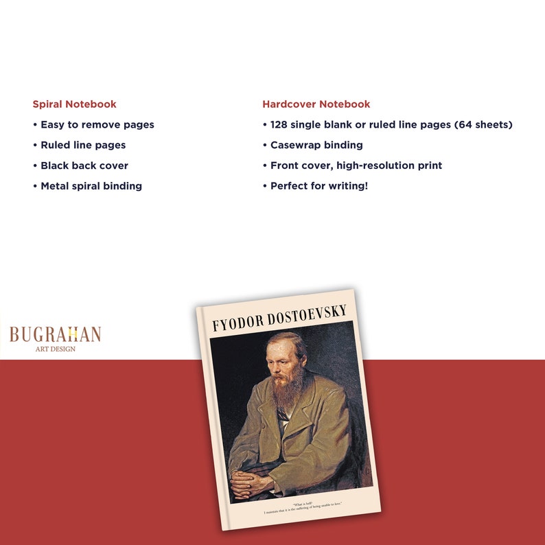 Dostoevsky Notebook | Quote Notebook | Author Notebook | Spiral ...