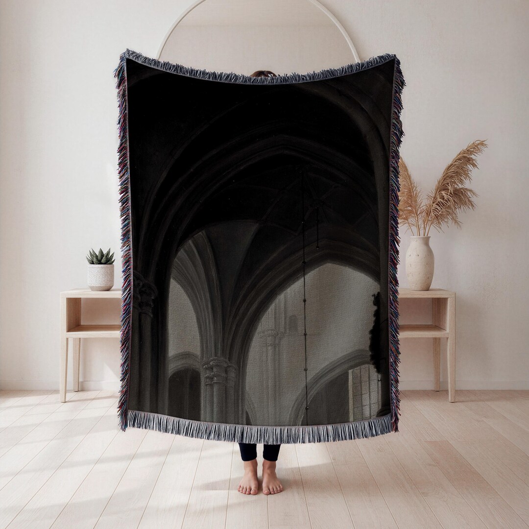 Gothic Cathedral Interior Woven Blanket, Church Decor Throw, Medieval ...