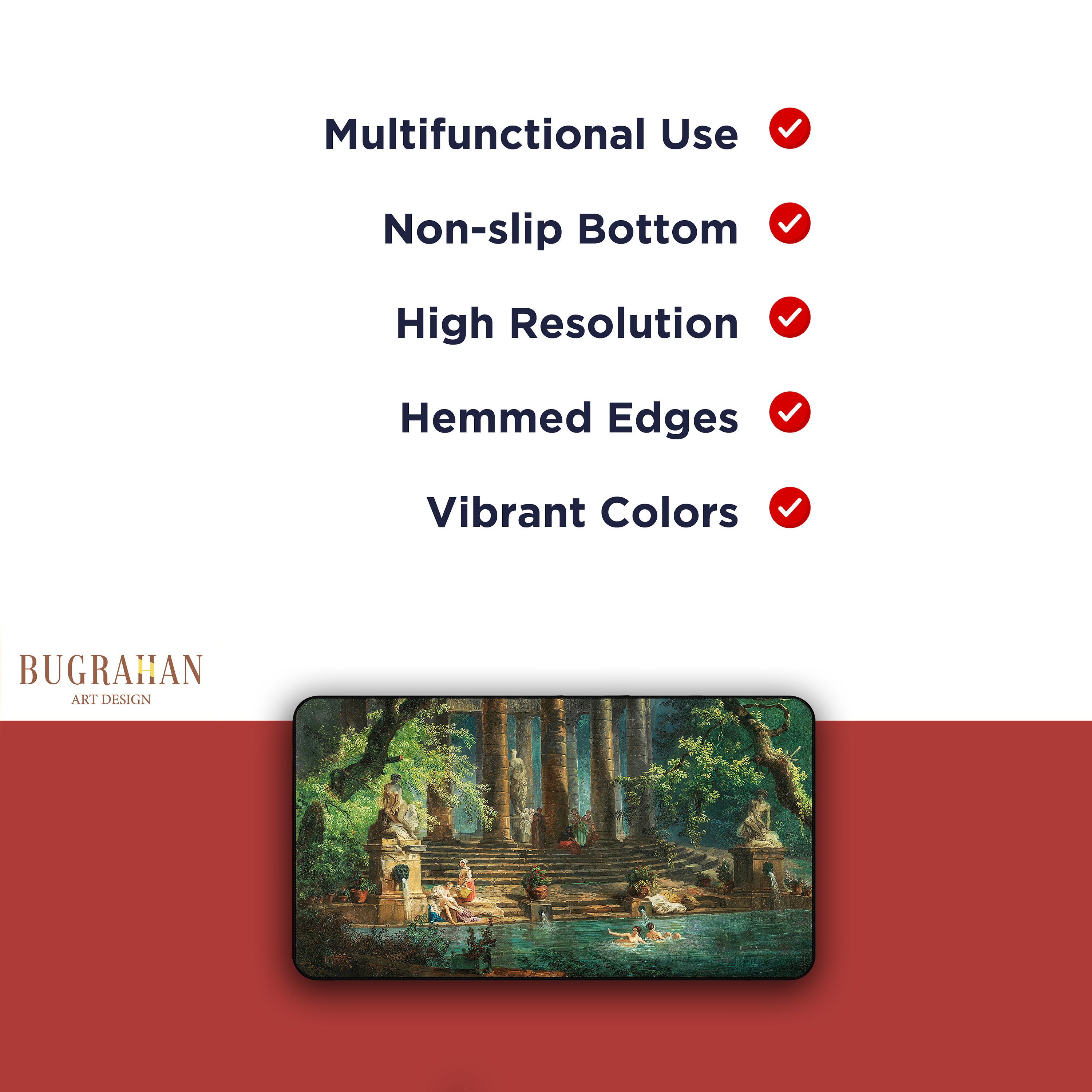 Hubert Robert Desk Mat the Bathing Pool Desk Mat Vintage Desk Mat Mouse ...