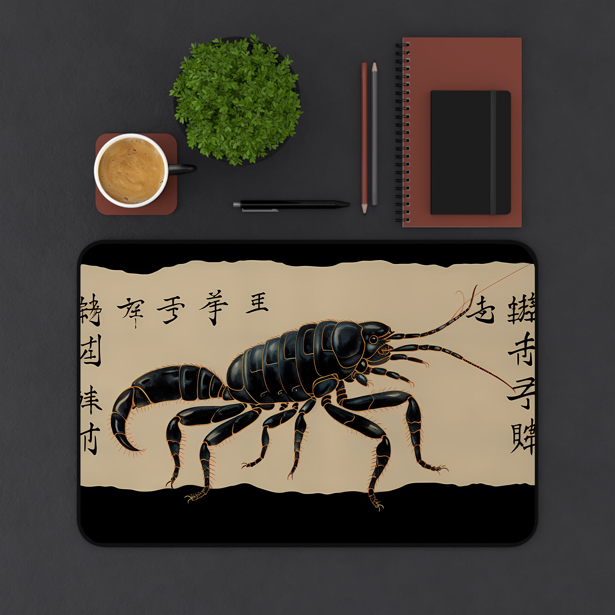 Scorpion Desk Mat Japanese Mousepad Black and White Japanese - Etsy