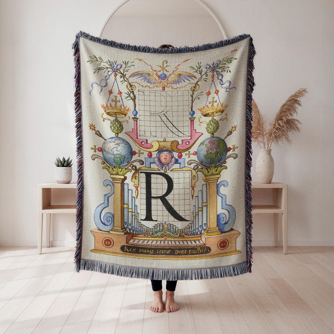 Georg Bocskay Letter R From Mira Calligraphiae Monumenta Woven Blanket ...
