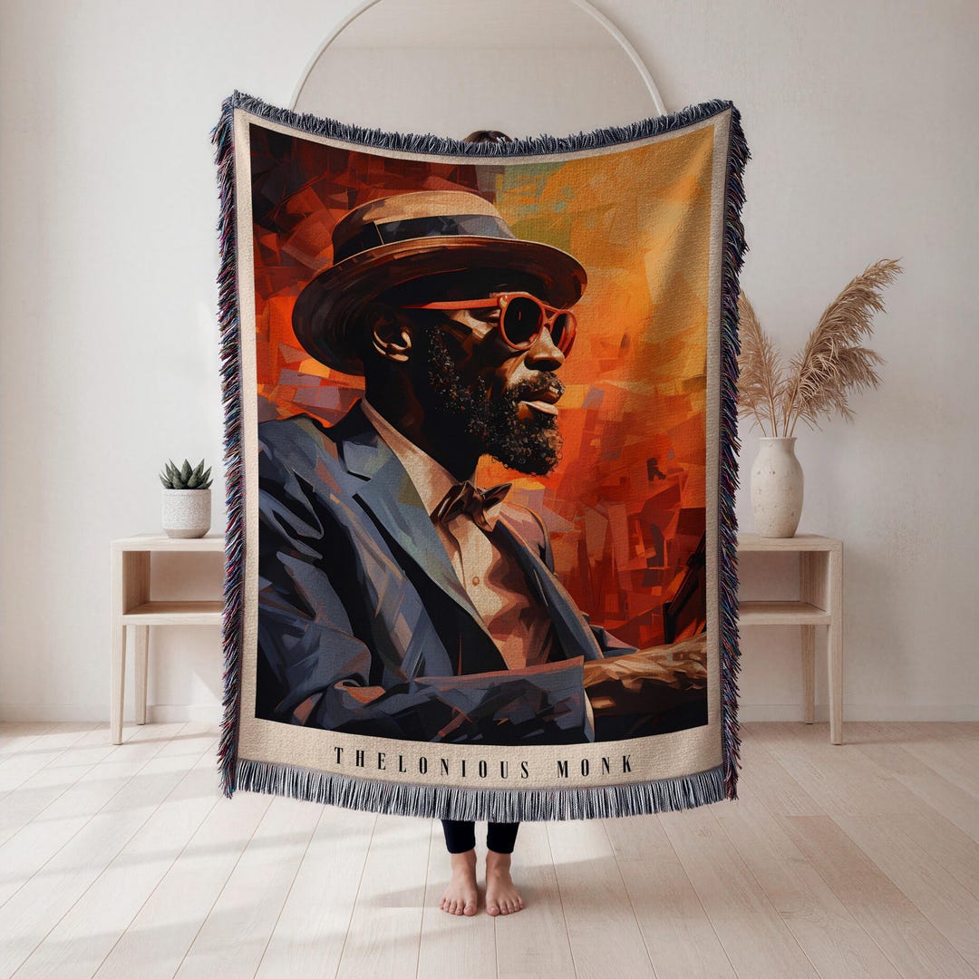 Thelonious Monk Portrait Woven Blanket, Classic Figure Art Tapestry ...