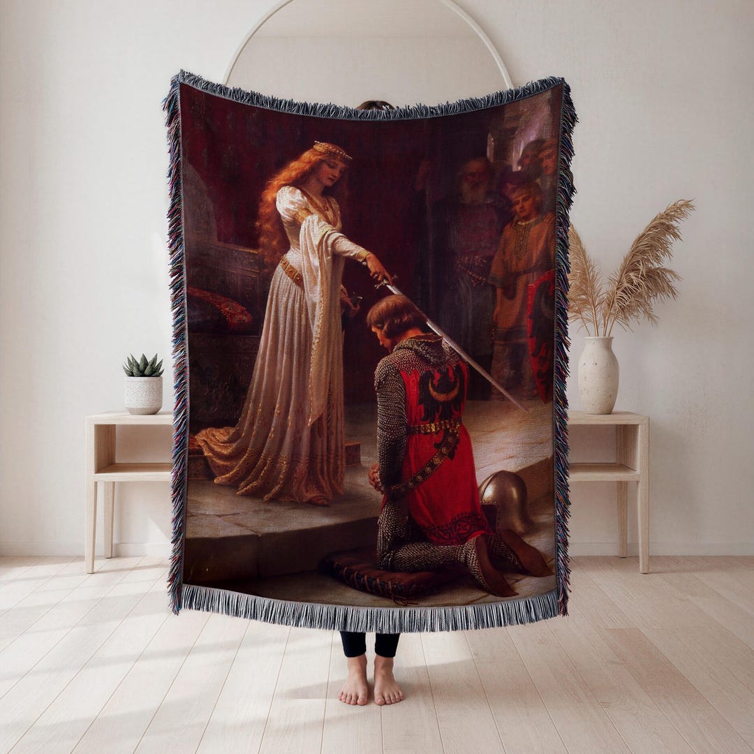 Edmund Leighton the Accolade Woven Blanket, Knighting Ceremony Art ...