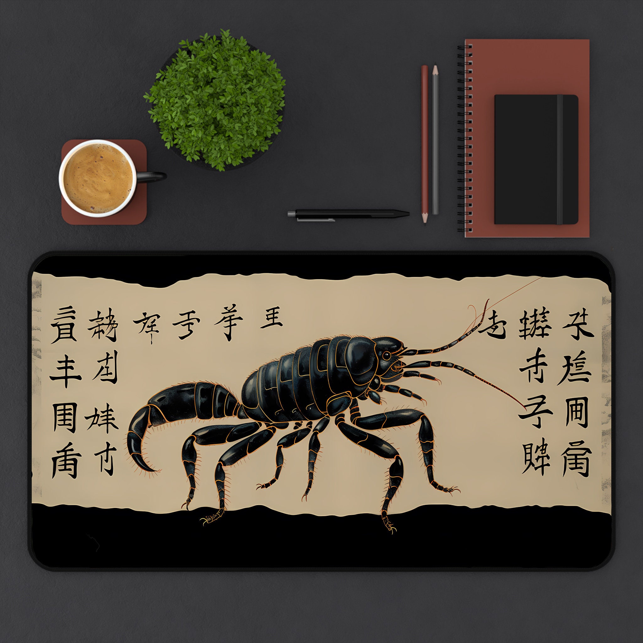 Scorpion Desk Mat Japanese Mousepad Black and White Japanese - Etsy