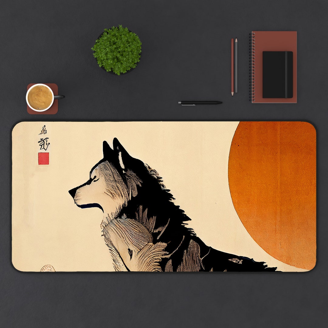 Wolf Desk Mat | Japanese Desk Mat | Ukiyo-e Desk Mat | Mouse Pad XXL ...