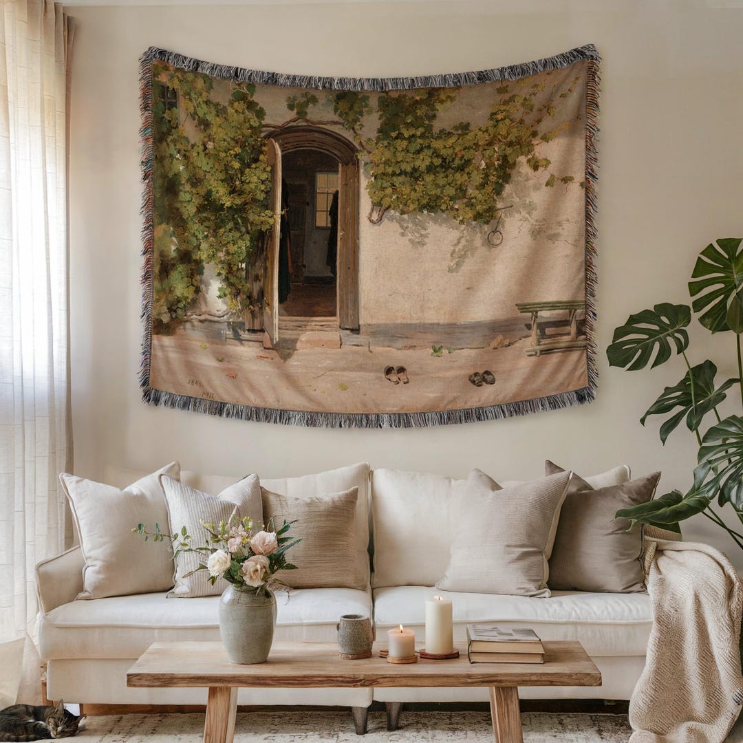 Martinus Rørbye Entrance to Old Vicarage Hellested Woven Blanket ...