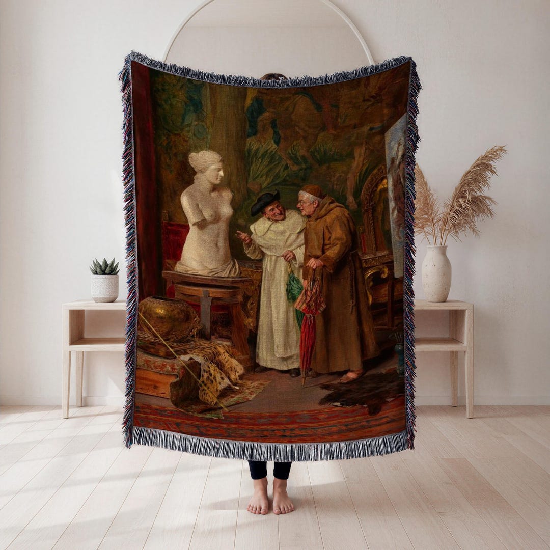Venus De Milo Woven Blanket, Classical Sculpture Museum Scene, Art ...