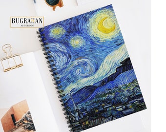 Starry Night Vincent Van Gogh Painting Impressionist Spiral Notebook ...