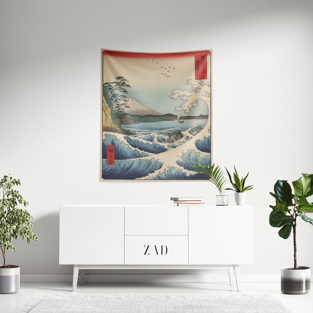 Japanese Tapestry, Utagawa Hiroshige Art, Wave Art, Japanese Tapestry ...