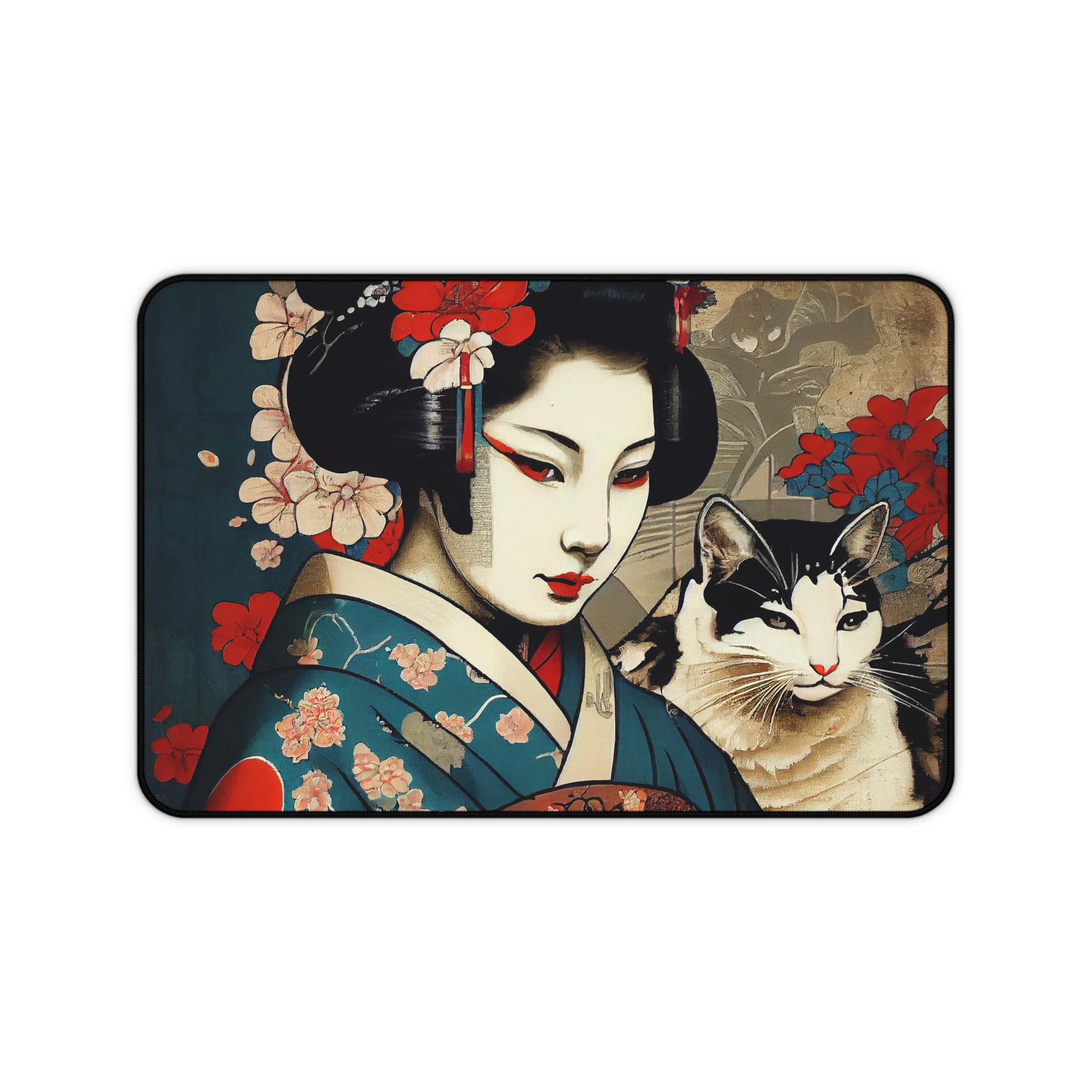 Japanese Gaming Mousepad, Aesthetic Desk Mat, Geisha Desk Mat, Japanese ...