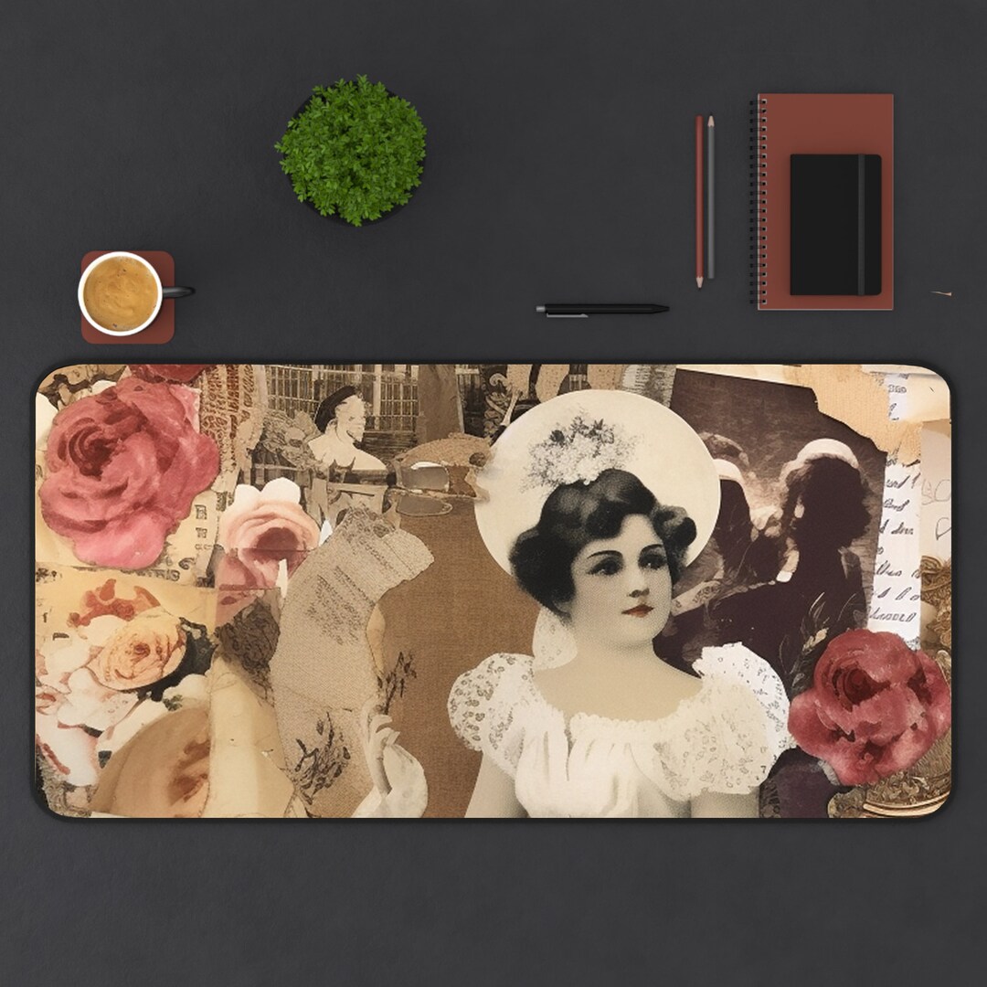 Vintage Collage Desk Mat | Aesthetic Desk Mat | 2YK Desk Mat | Mouse ...