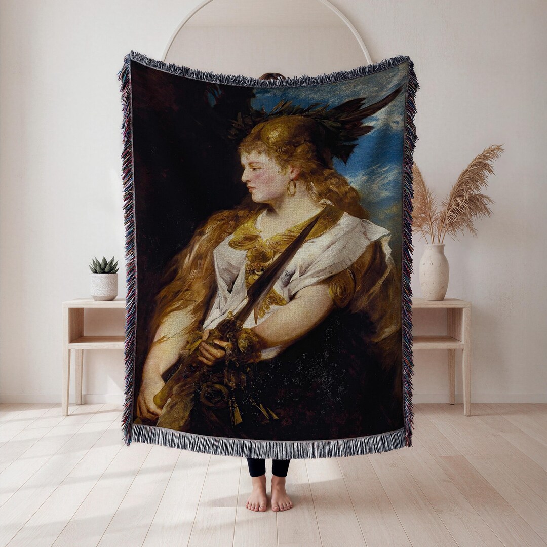 Greek Goddess Athena Woven Blanket, Classical Figure Tapestry Throw ...